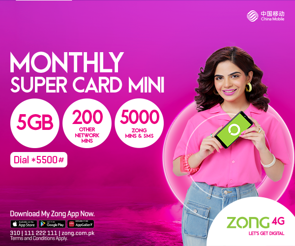 Monthly Supercard Mini | Zong 4G Pakistan